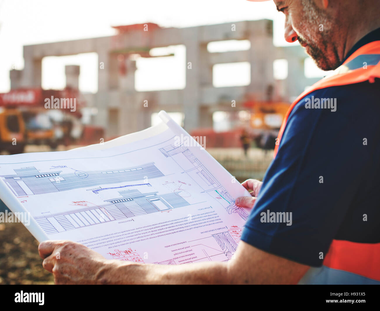 Construction Worker Planning Constractor Developer Concept Stock Photo ...