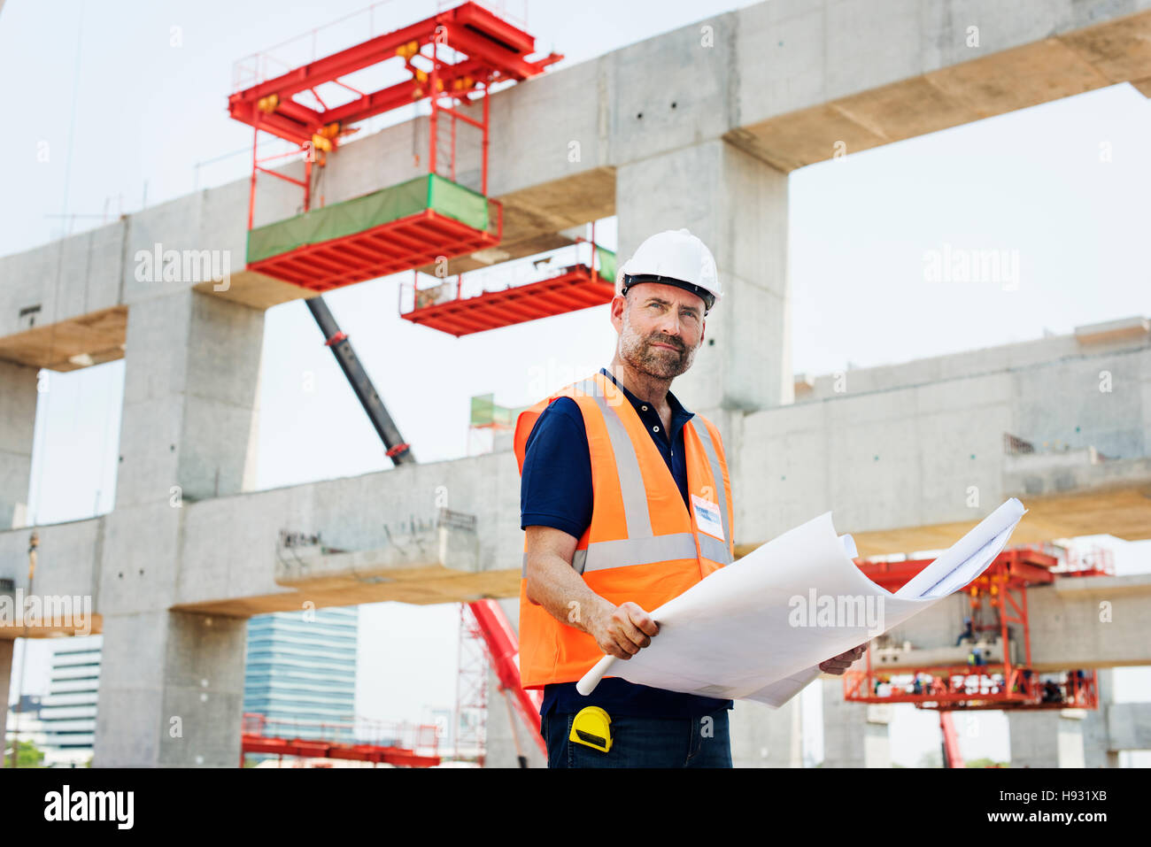 Construction Worker Planning Constractor Developer Concept Stock Photo ...