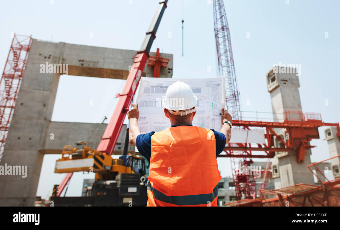 Construction Worker Planning Constractor Developer Concept Stock Photo ...