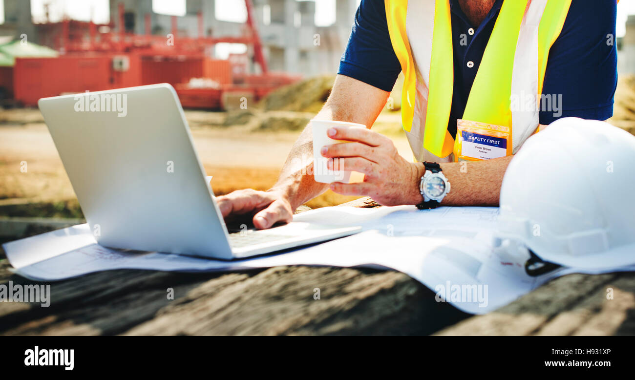 Construction Worker Planning Constractor Developer Concept Stock Photo ...