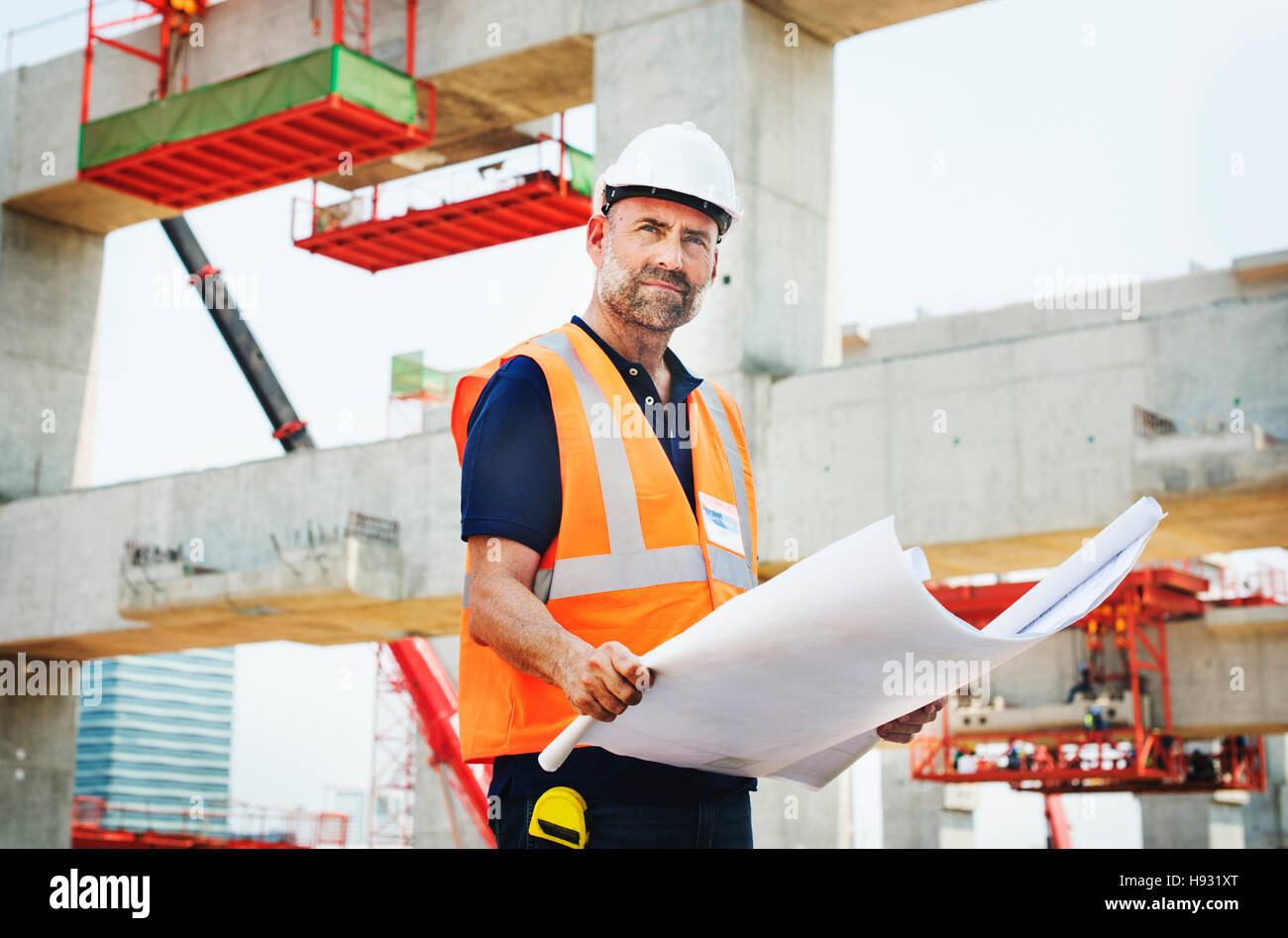 Construction Worker Planning Constractor Developer Concept Stock Photo ...