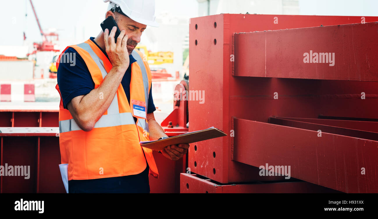 Single Working Man Outdoors Construction Concept Stock Photo - Alamy