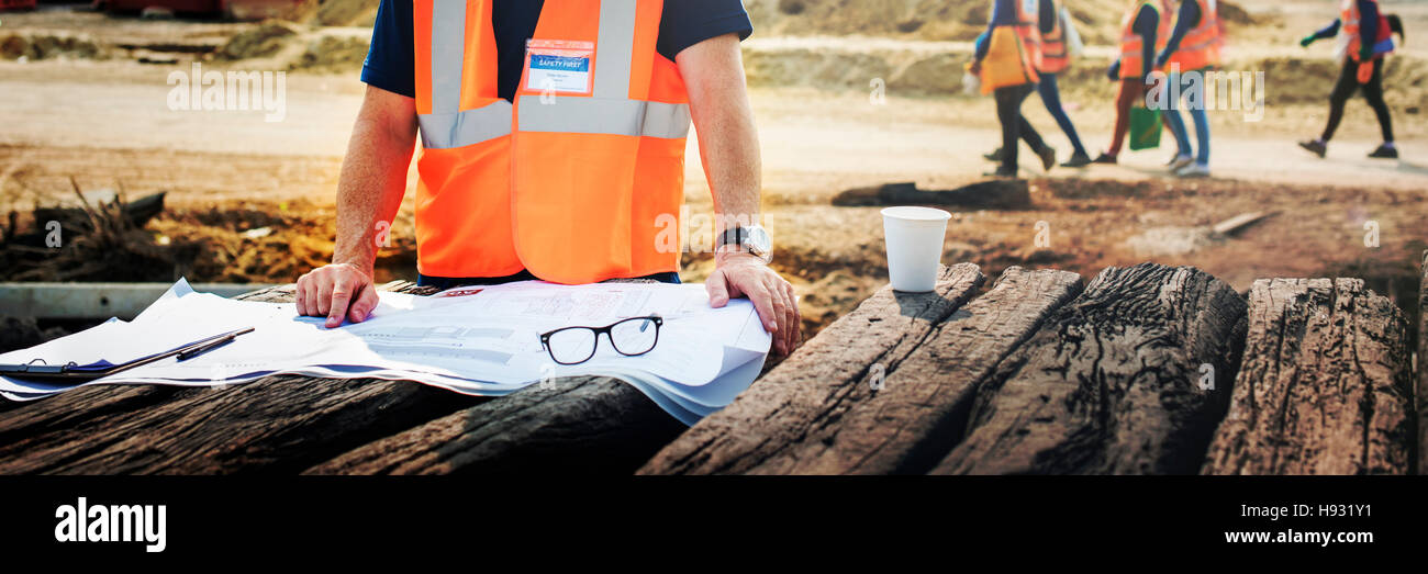 Construction Worker Planning Constractor Developer Concept Stock Photo ...