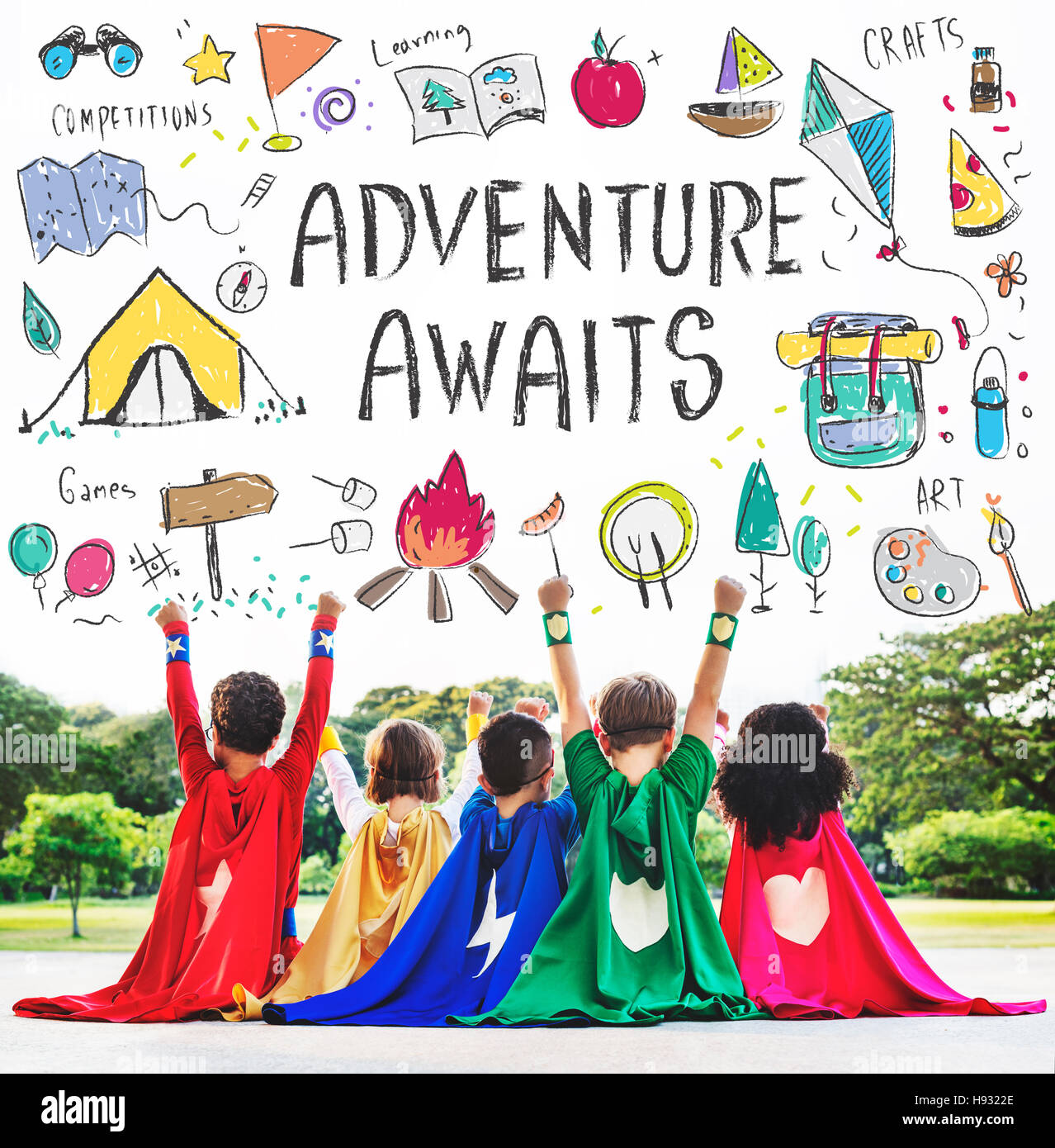 Summer Kids Camp Adventure Explore Concept Stock Photo - Alamy