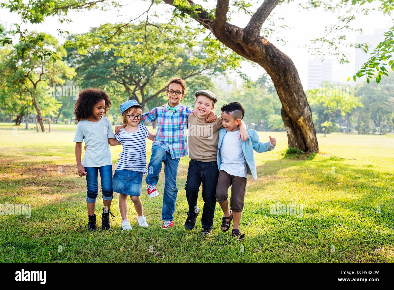 Kids Fun Playful Happiness Retro Togetherness Friendship Concept Stock ...