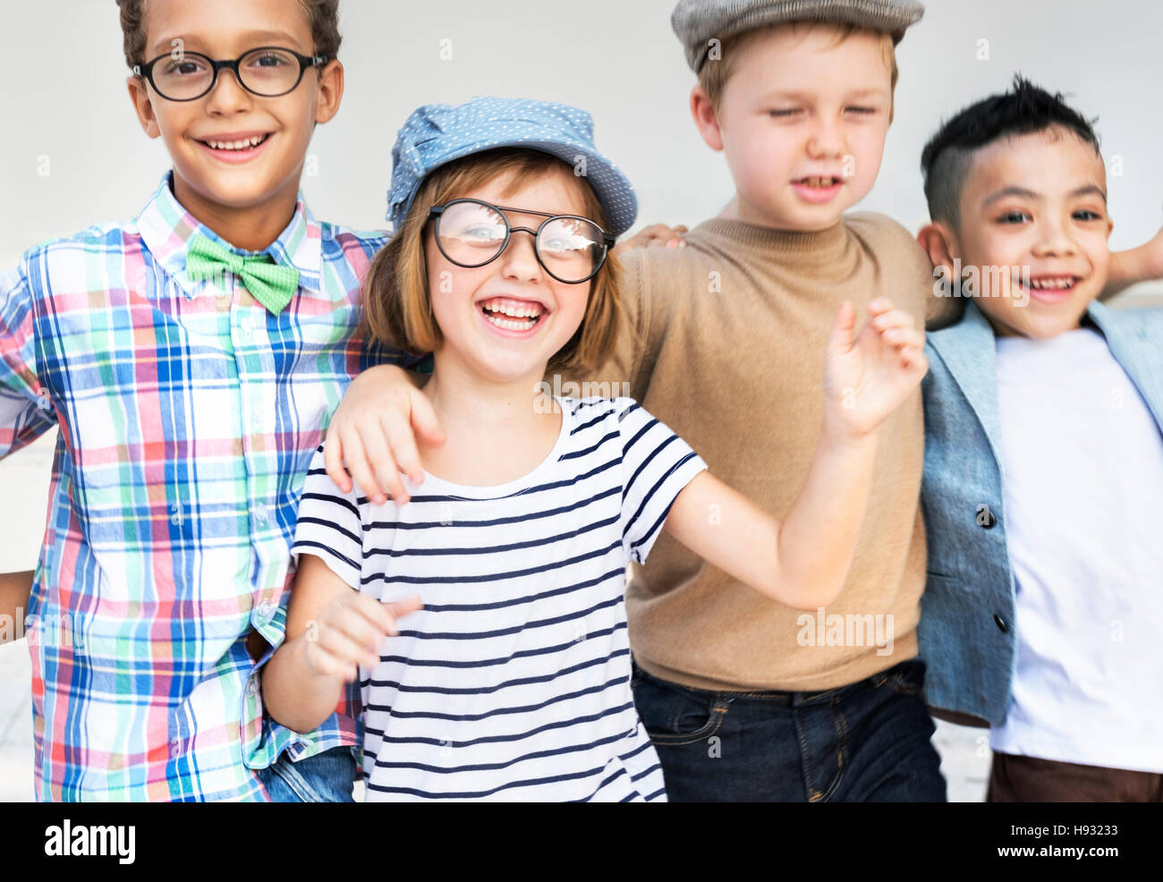 Kids Fun Children Playful Happiness Retro Togetherness Concept Stock ...