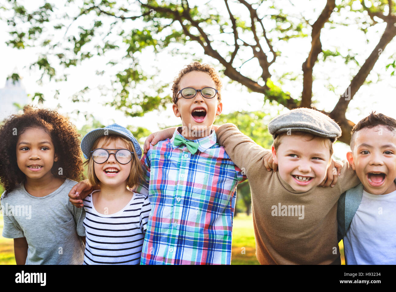 Kids Fun Playful Happiness Retro Togetherness Friendship Concept Stock ...