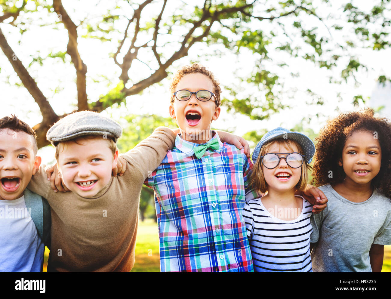 Kids Fun Playful Happiness Retro Togetherness Friendship Concept Stock ...