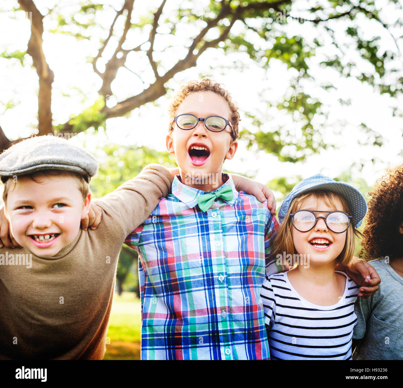 Kids Fun Playful Happiness Retro Togetherness Friendship Concept Stock ...