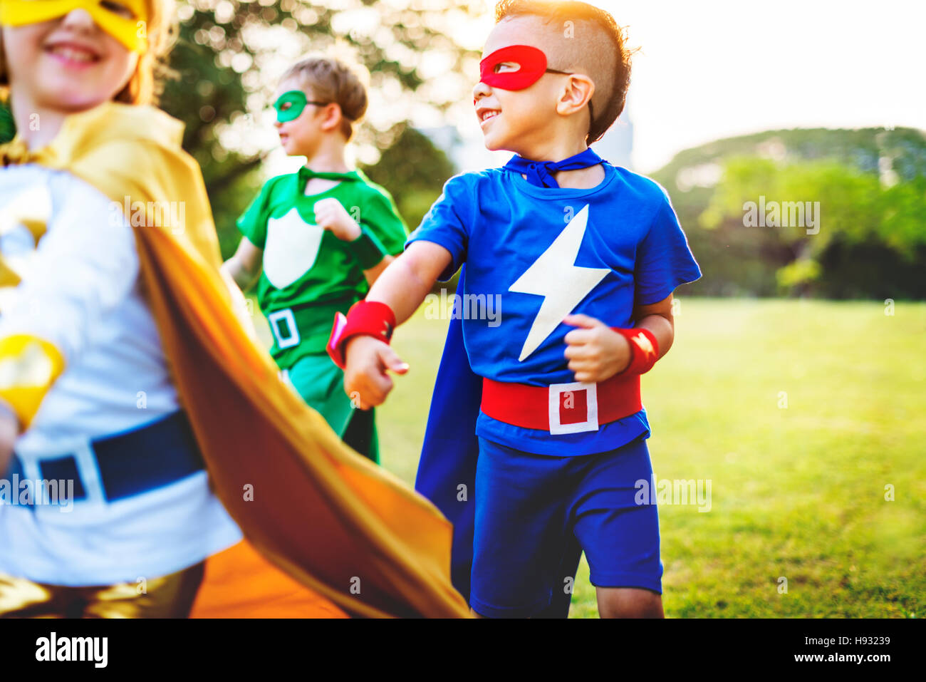 Superhero Kids Aspiration Imagination Playful Fun Concept Stock Photo ...