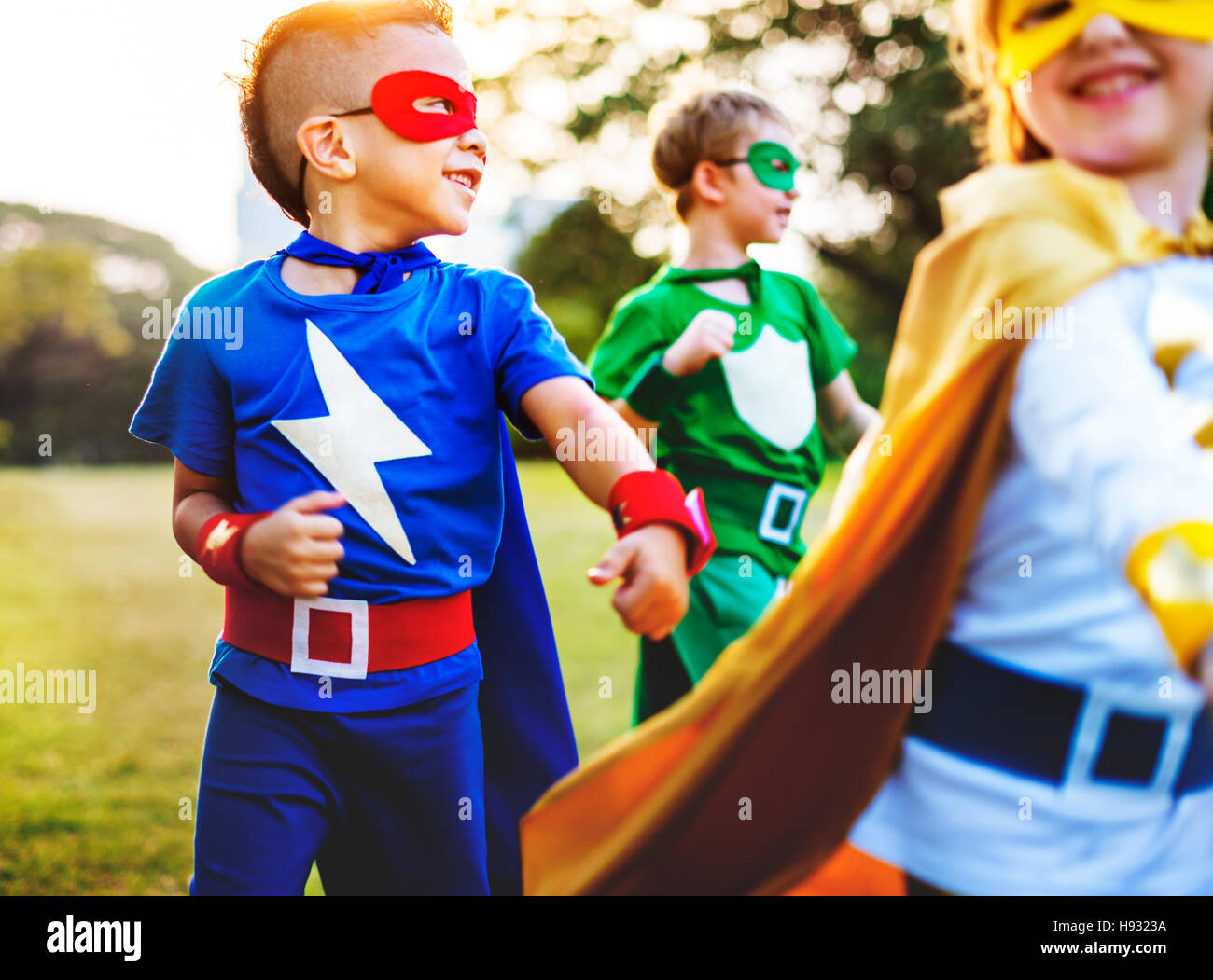 Superhero Kids Aspiration Imagination Playful Fun Concept Stock Photo ...
