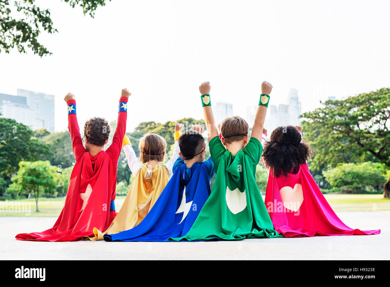 Superhero Kids Aspiration Imagination Playful Fun Concept Stock Photo ...