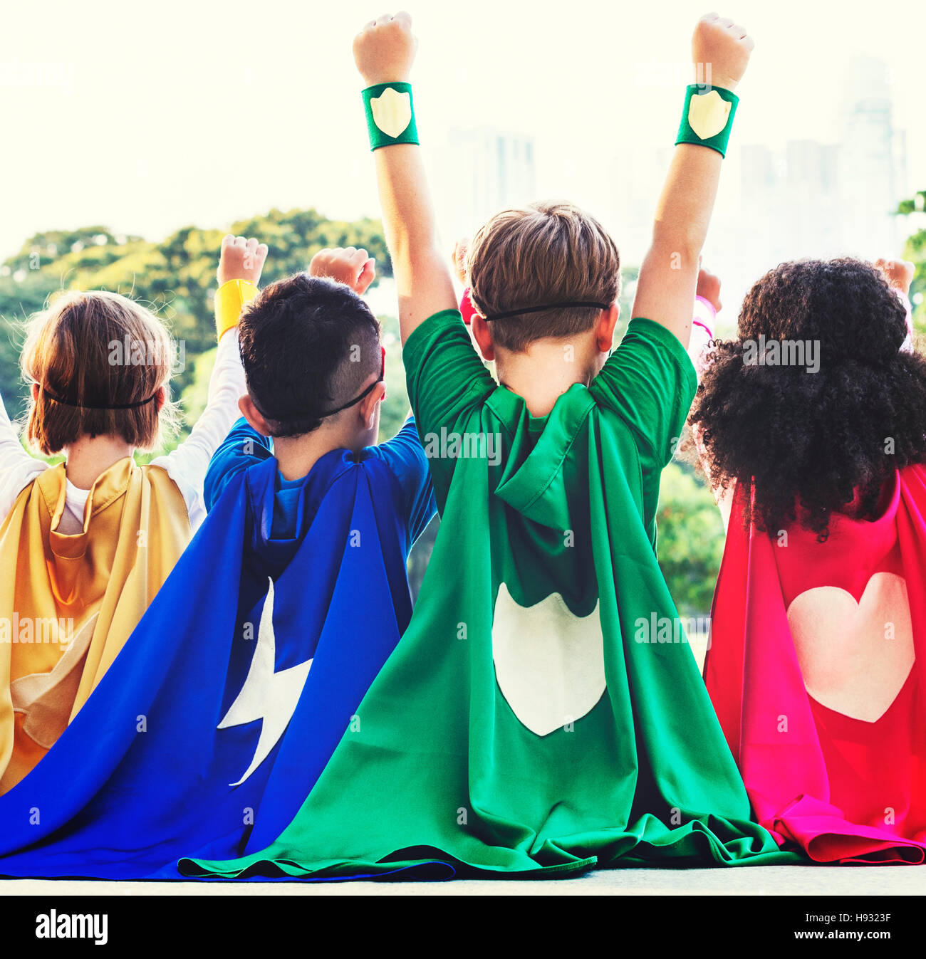 Superhero Kids Aspiration Imagination Playful Fun Concept Stock Photo ...