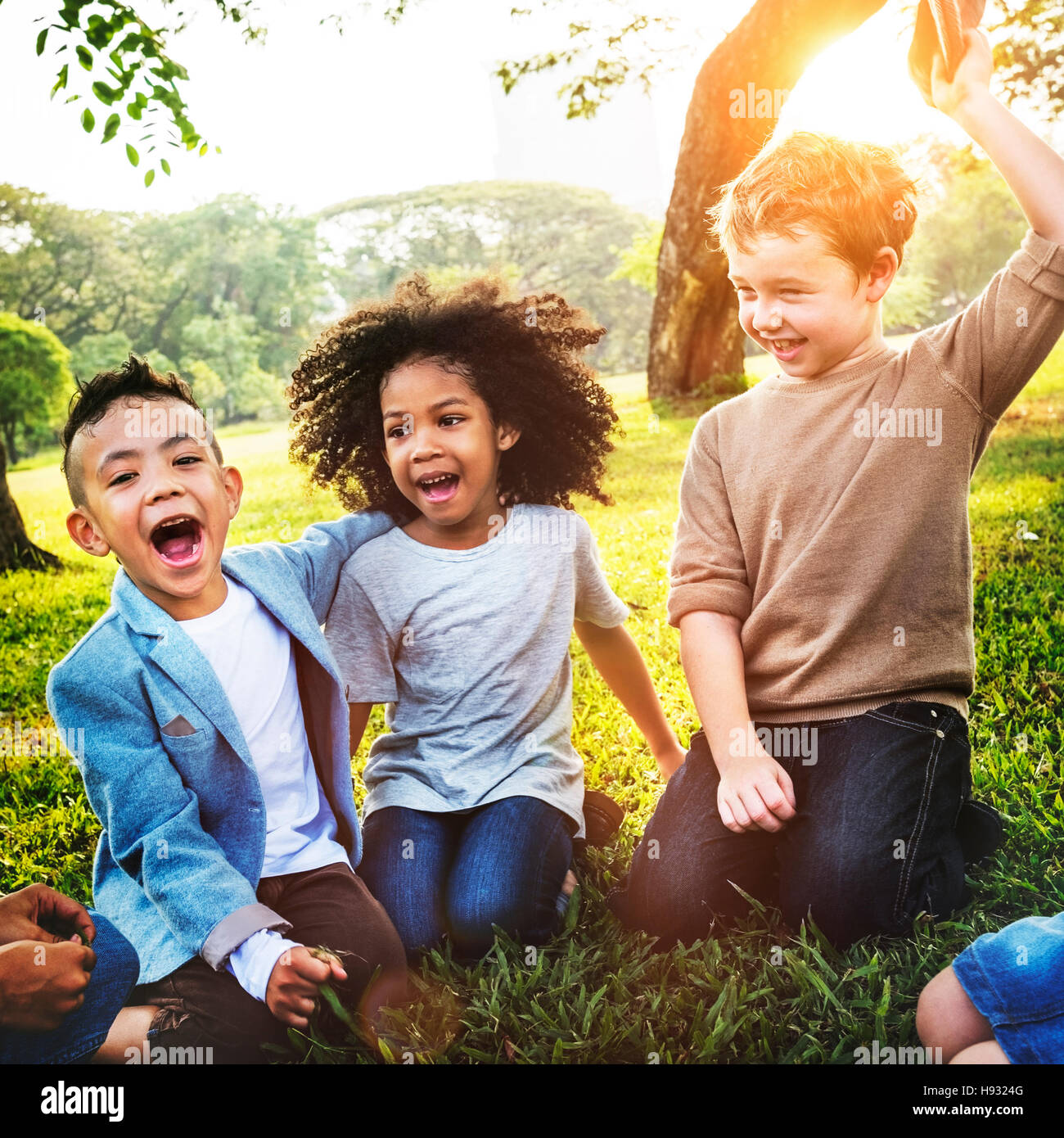 Kids Fun Playful Happiness Retro Togetherness Friendship Concept Stock ...