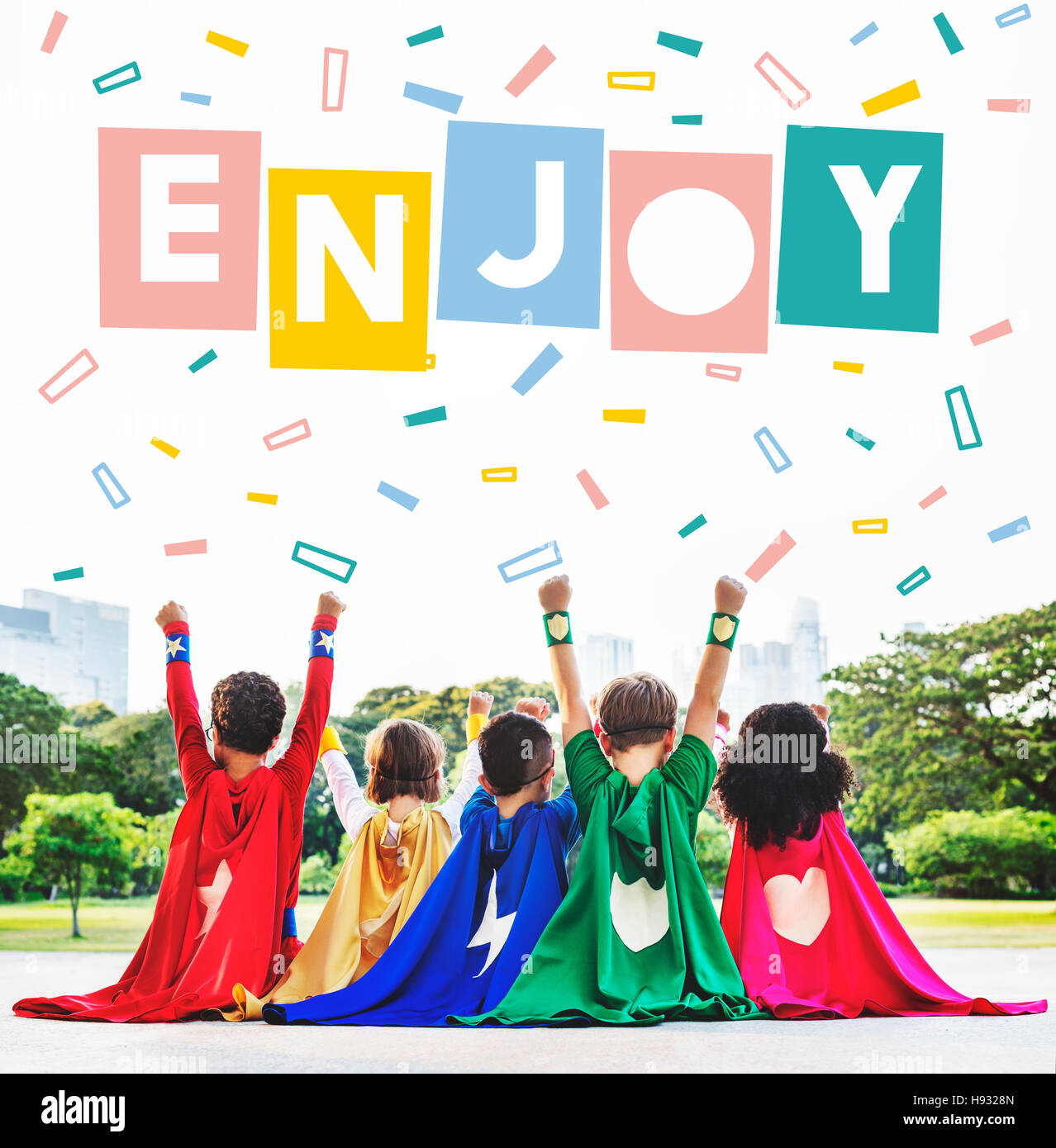 Enjoy Happy Imagination Kids Concept Stock Photo - Alamy