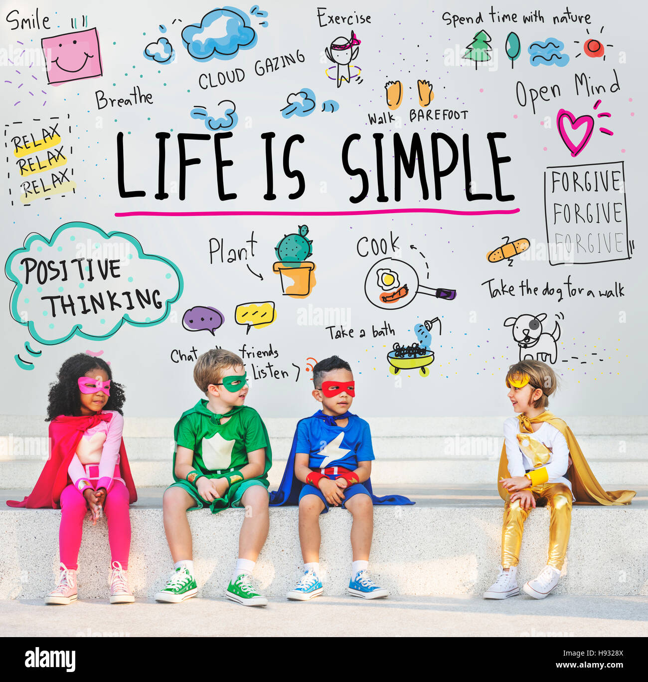 Positive Thinking Simple Life Graphic Concept Stock Photo - Alamy