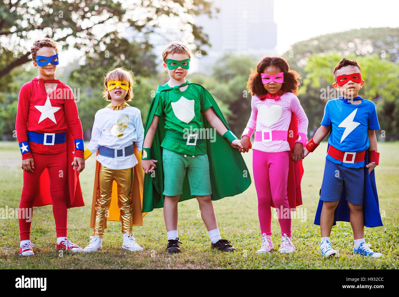 Superheroes Kids Friends Playing Togetherness Fun Concept Stock Photo ...