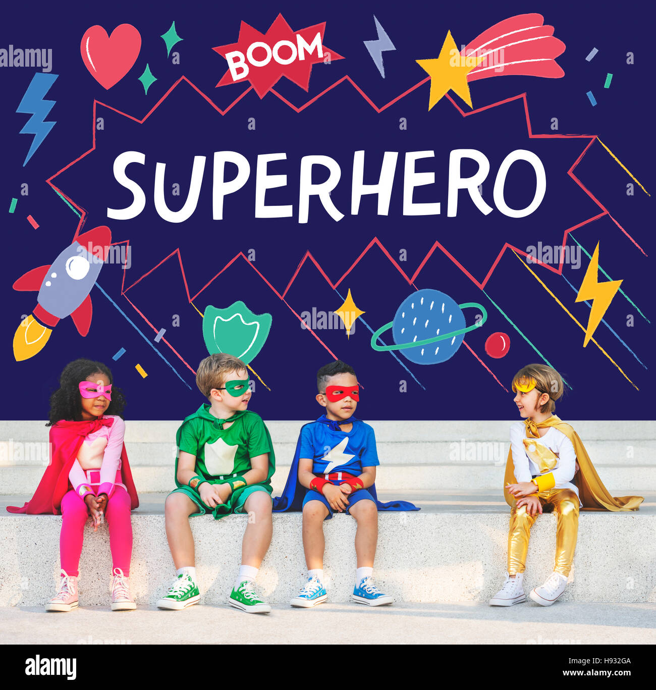 Superhero Kids Imagination Power Helper Concept Stock Photo - Alamy