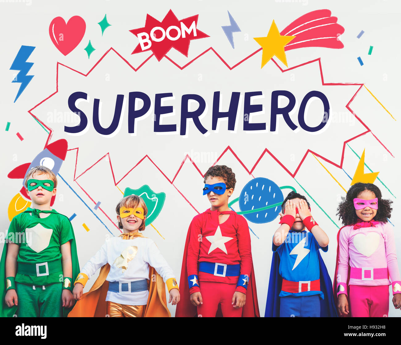 Superhero Kids Imagination Power Helper Concept Stock Photo - Alamy