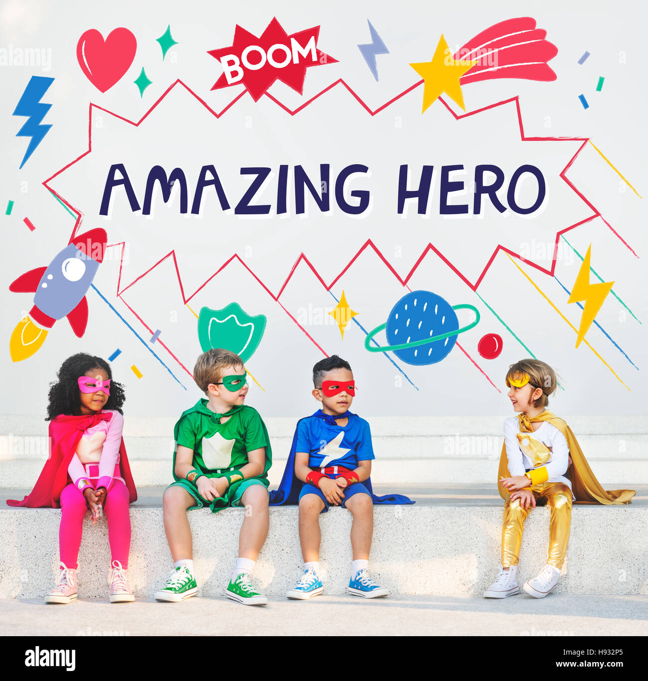 Superhero Kids Imagination Power Helper Concept Stock Photo - Alamy