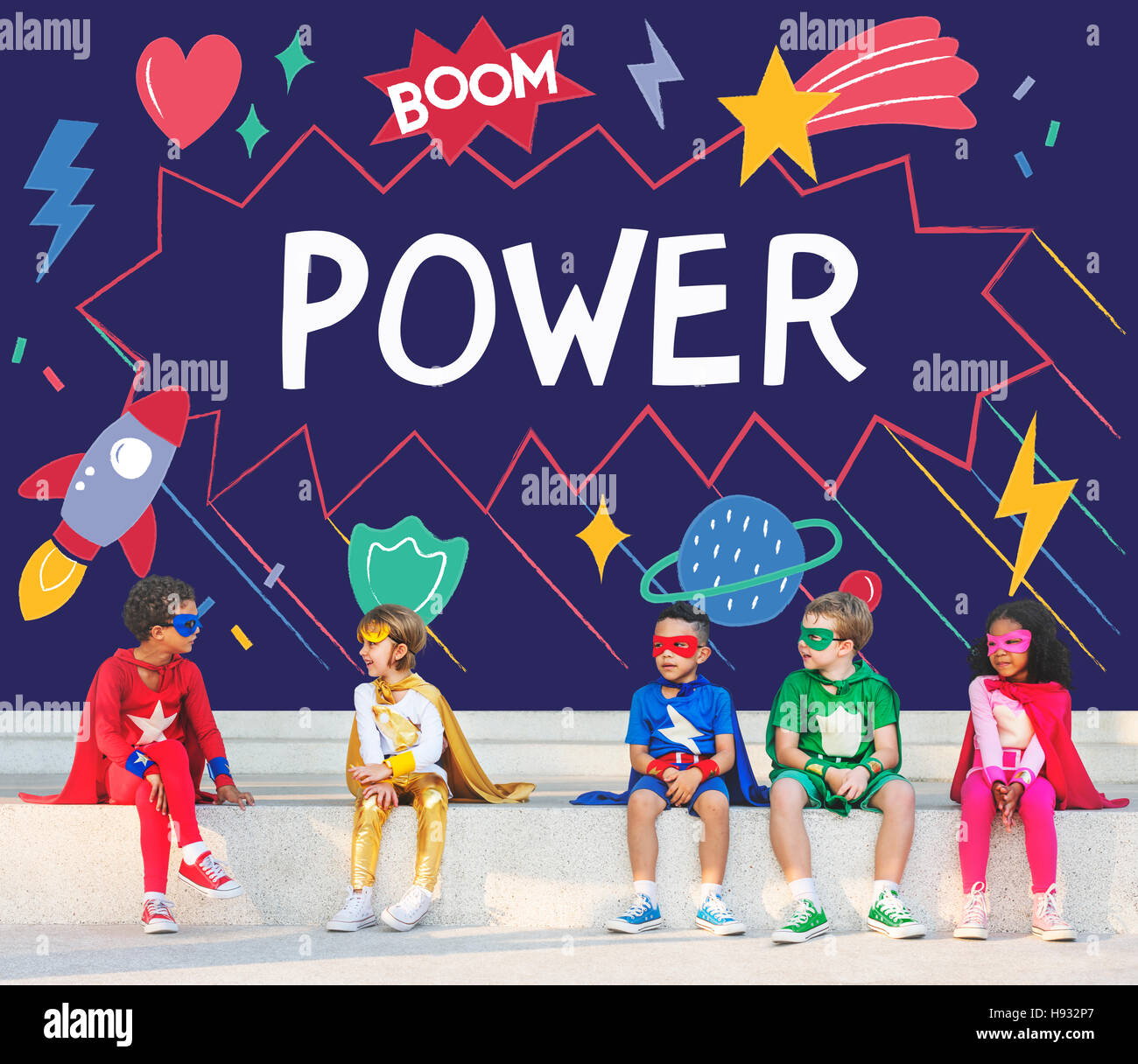Superhero Kids Imagination Power Helper Concept Stock Photo - Alamy