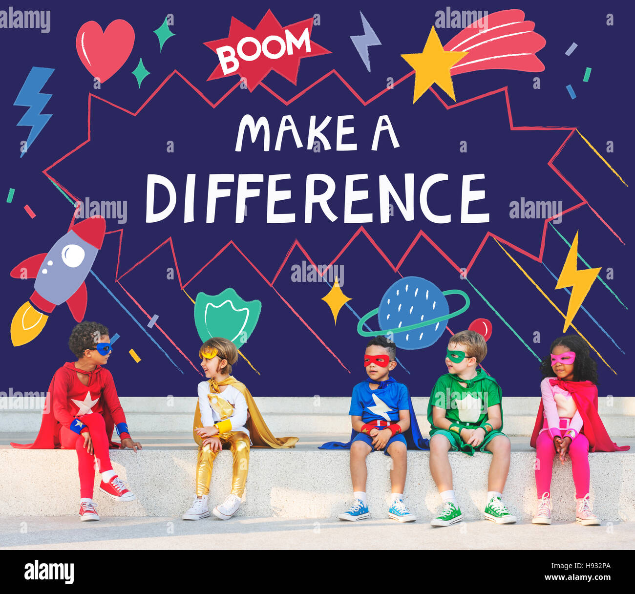 Superhero Kids Imagination Power Helper Concept Stock Photo - Alamy