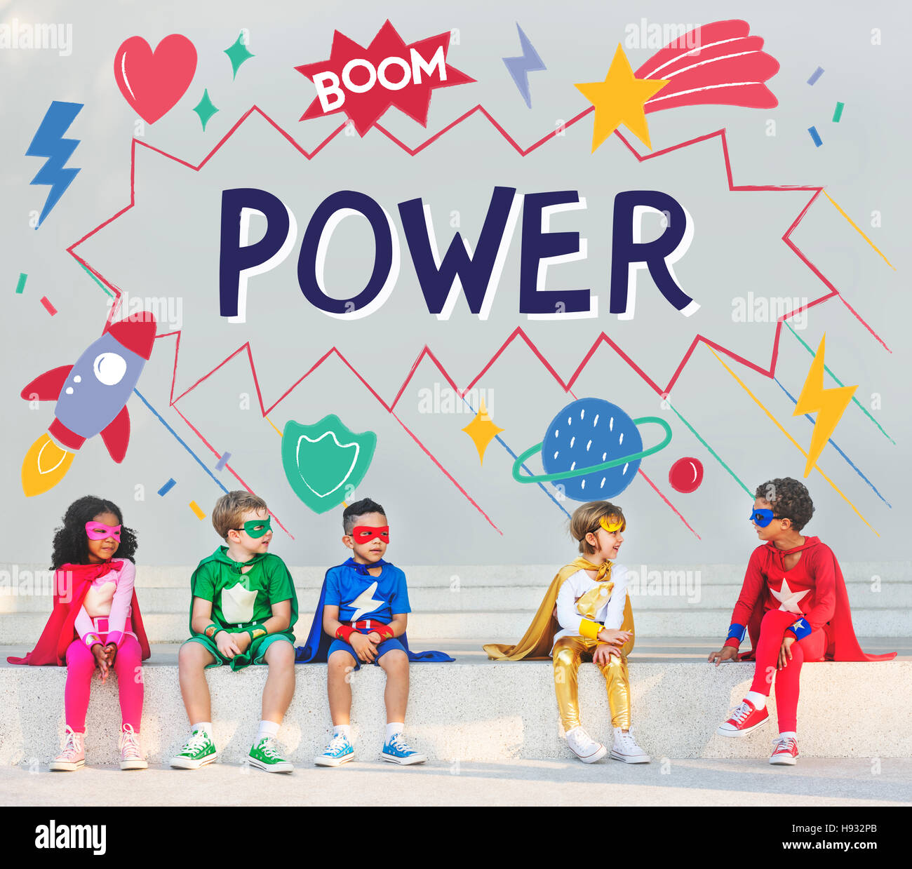 Superhero Kids Imagination Power Helper Concept Stock Photo - Alamy