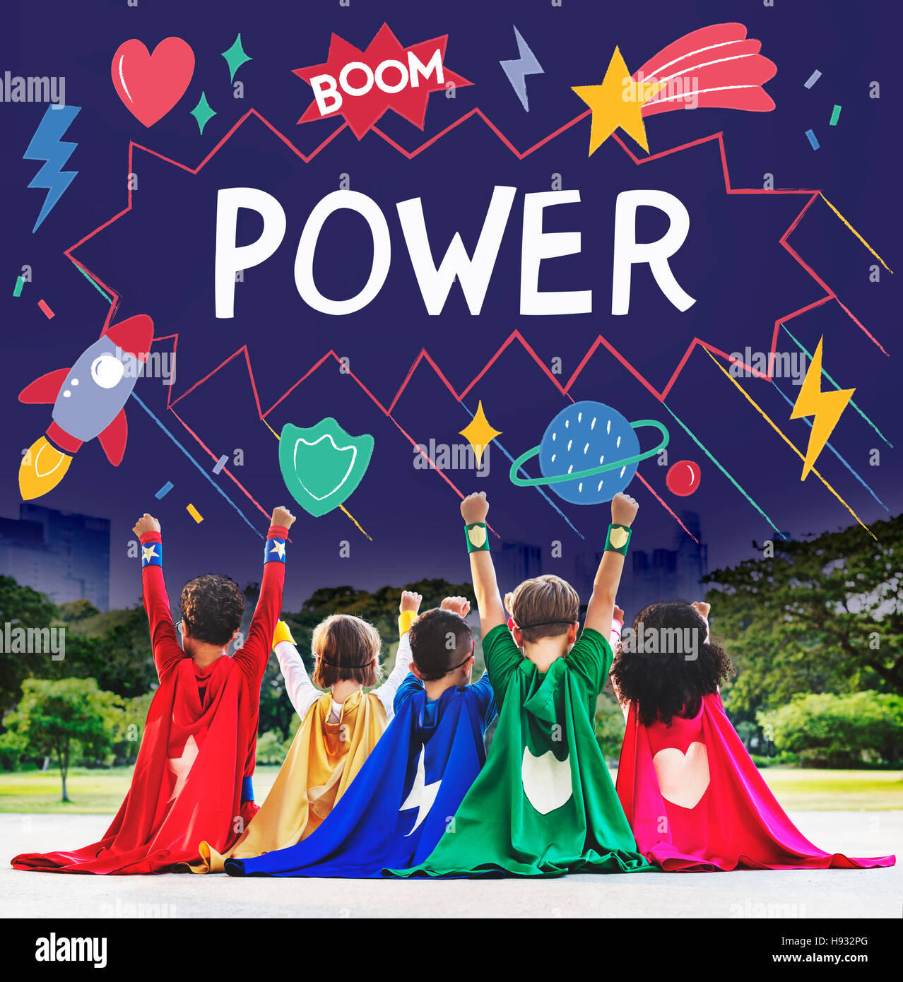 Superhero Kids Imagination Power Helper Concept Stock Photo - Alamy