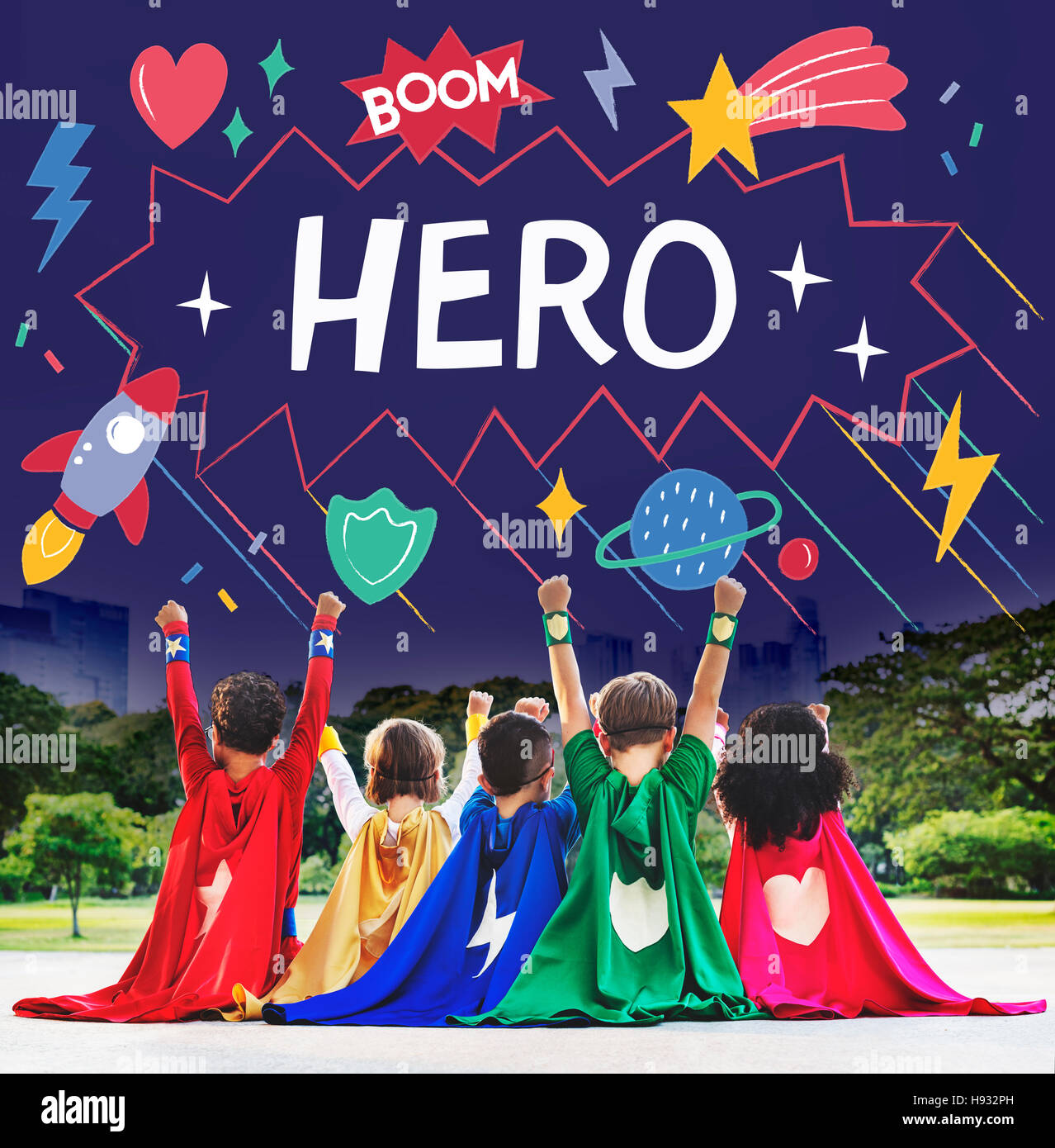 Superhero Kids Imagination Power Helper Concept Stock Photo - Alamy