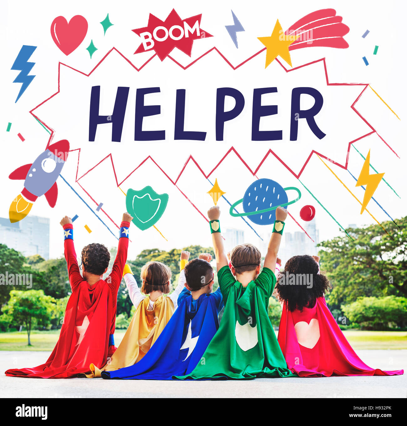 Superhero Kids Imagination Power Helper Concept Stock Photo - Alamy