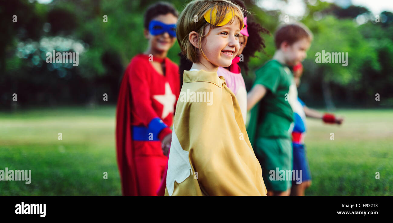 Superhero Kids Aspiration Imagination Playful Fun Concept Stock Photo ...