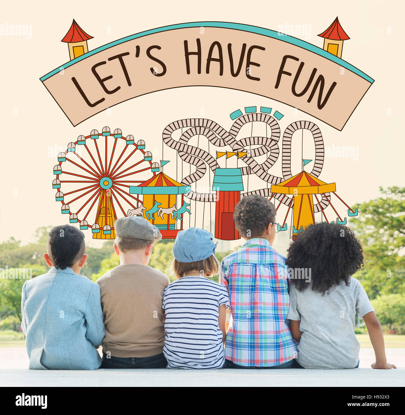 Let's Have Fun Children Kids Graphic Concept Stock Photo - Alamy