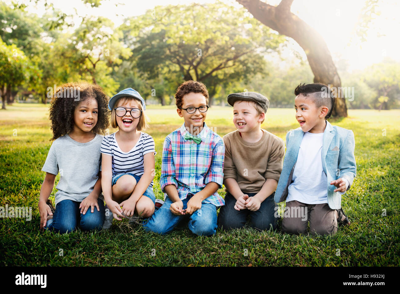 Kids Fun Playful Happiness Retro Togetherness Friendship Concept Stock ...