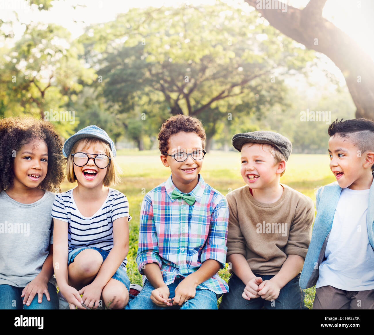 Kids Fun Playful Happiness Retro Togetherness Friendship Concept Stock ...