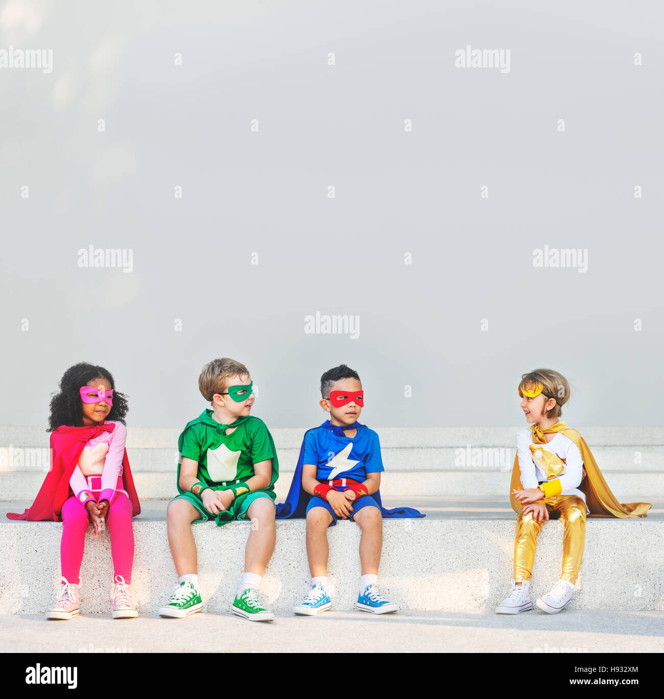 Superhero Kids Aspiration Imagination Playful Fun Concept Stock Photo ...