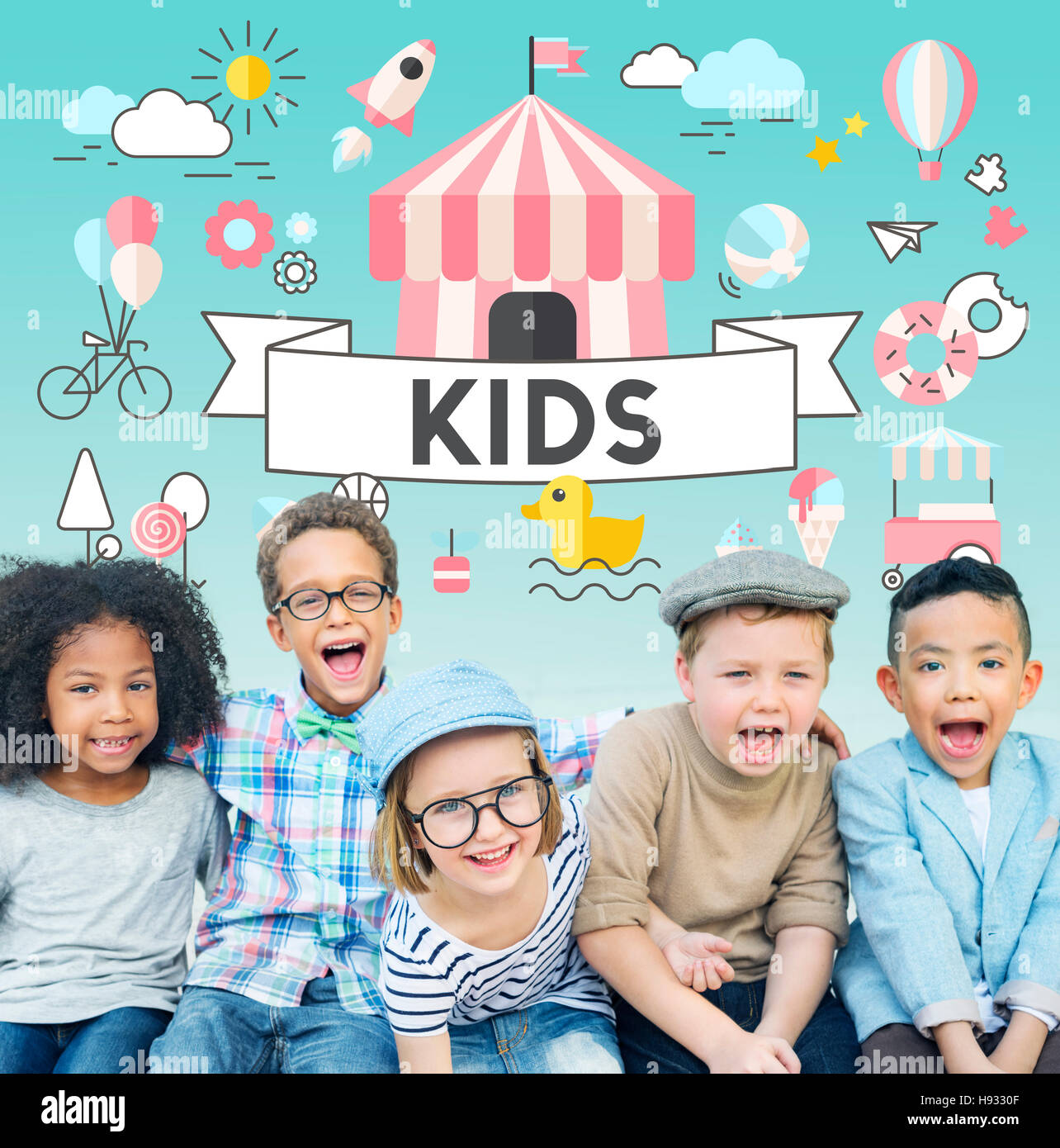 Kids Young Children People Graphic Concept Stock Photo - Alamy