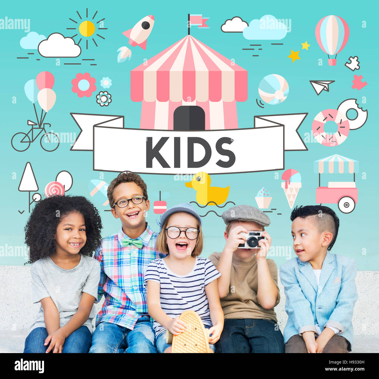 Kids Young Children People Graphic Concept Stock Photo - Alamy