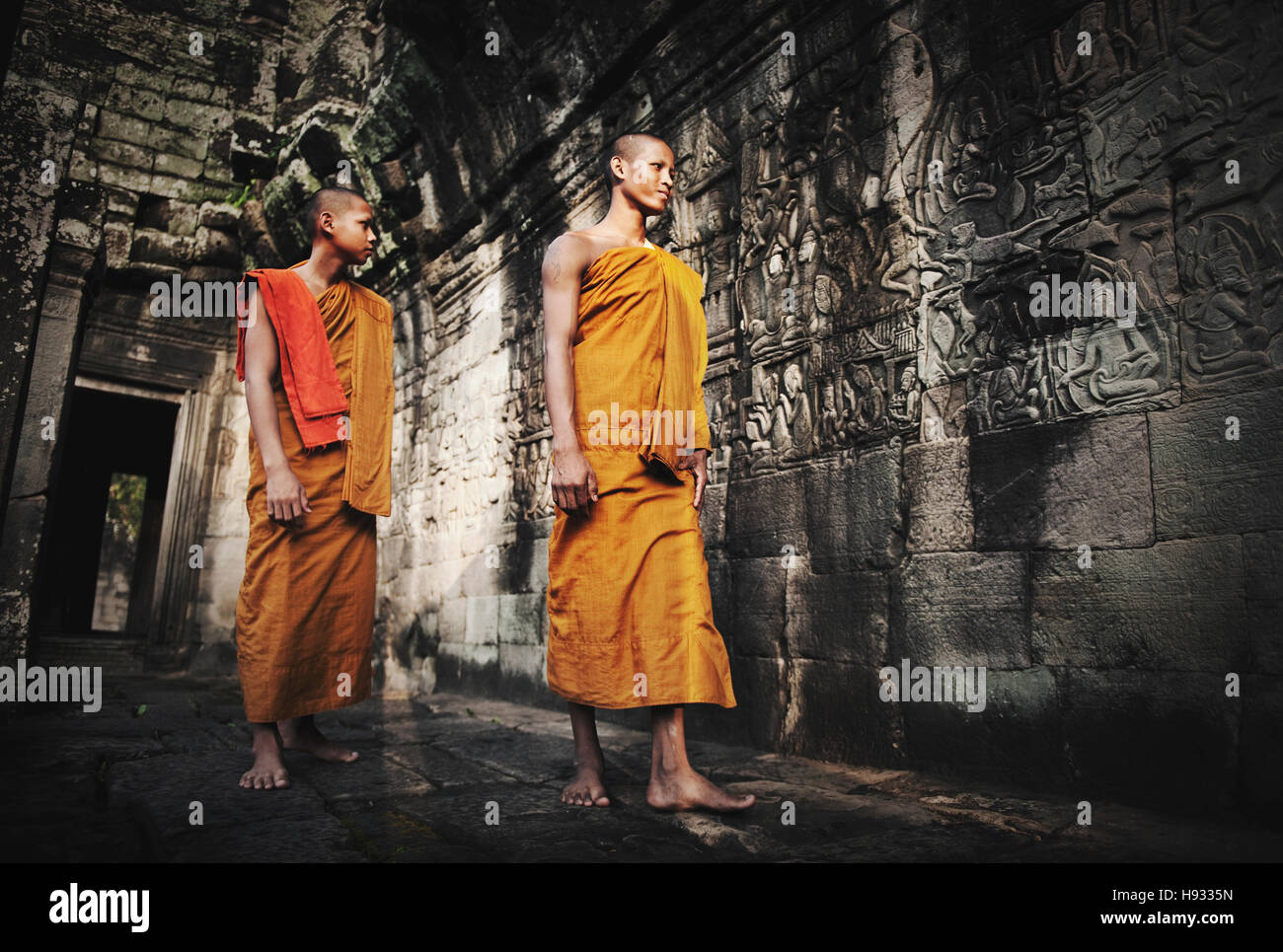 Contemplating Monk in Cambodia Culture Concept Stock Photo - Alamy