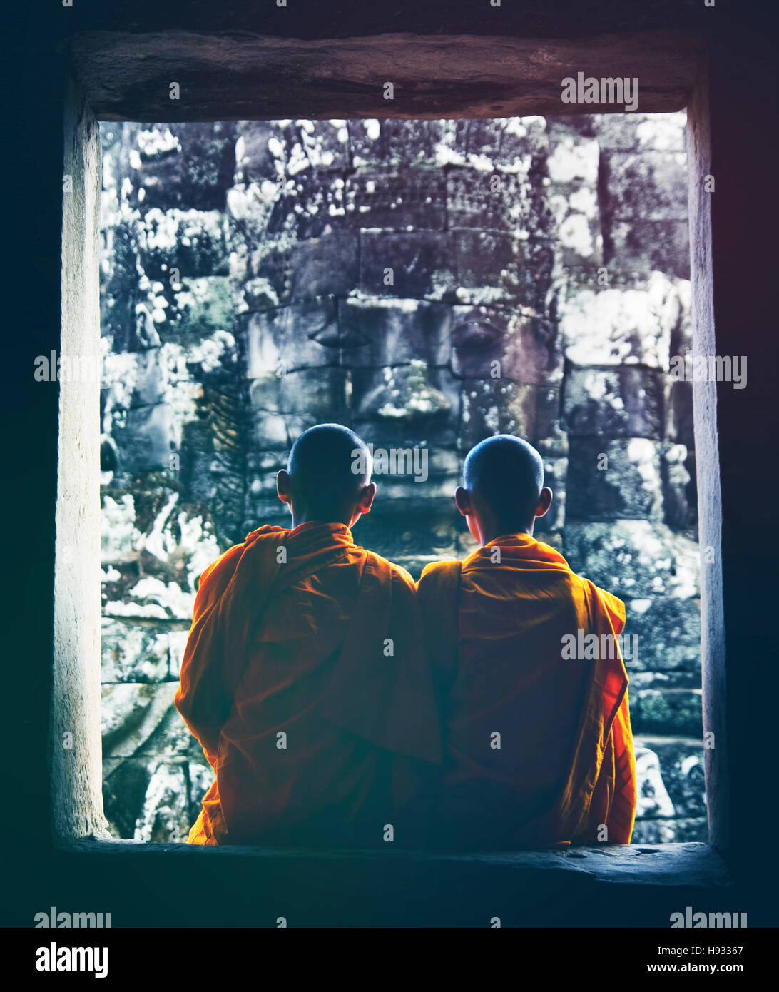 Contemplating Monk Angkor Wat Siem Reap Cambodia Stock Photo - Alamy