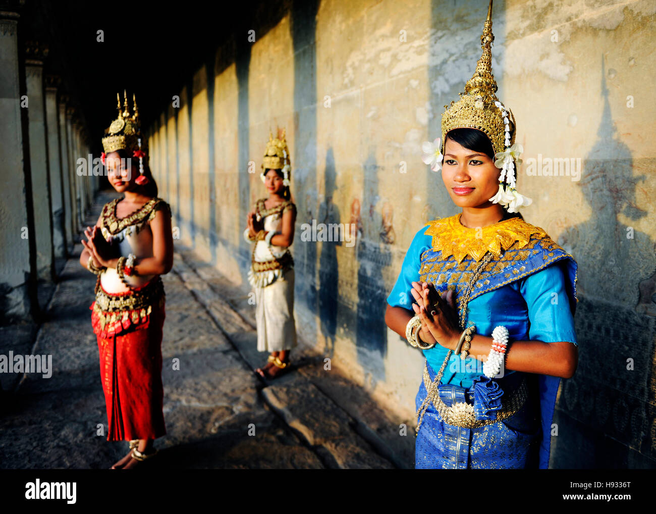 Cambodian Greeting Style Acient Angkor Wat Apsara Concept Stock Photo ...