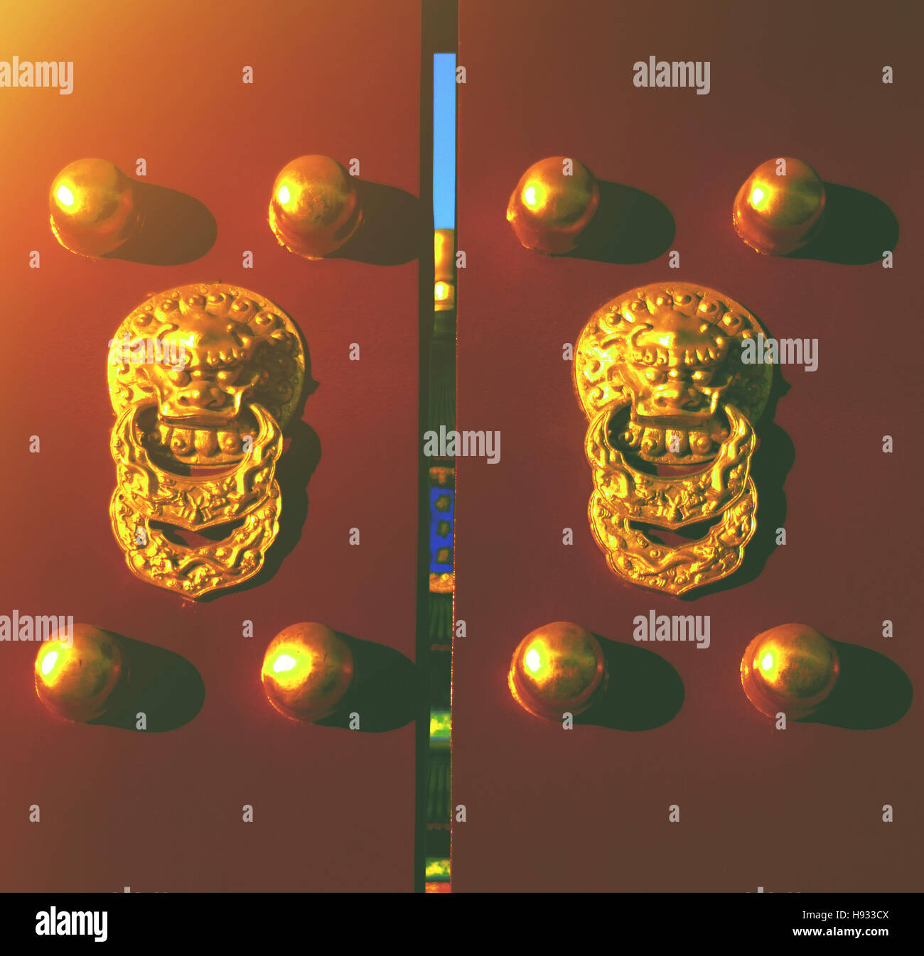 Iconic Chinese Gate Lion History China Religion Concept Stock Photo - Alamy