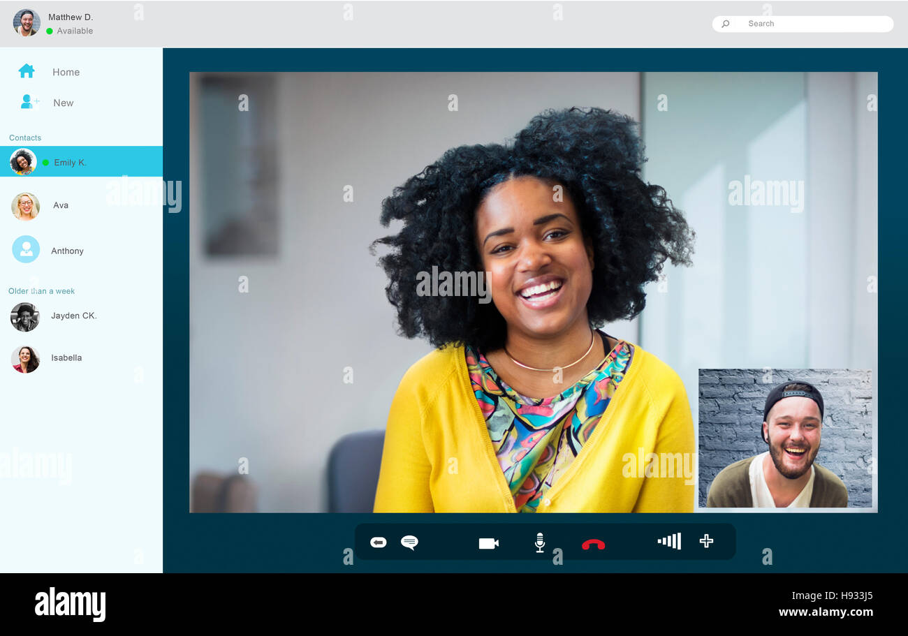 Friends Chat Video Call Connection Online Concept Stock Photo - Alamy