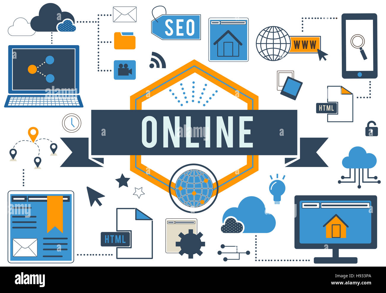 Online Network Internet Connection Digital Concept Stock Photo - Alamy