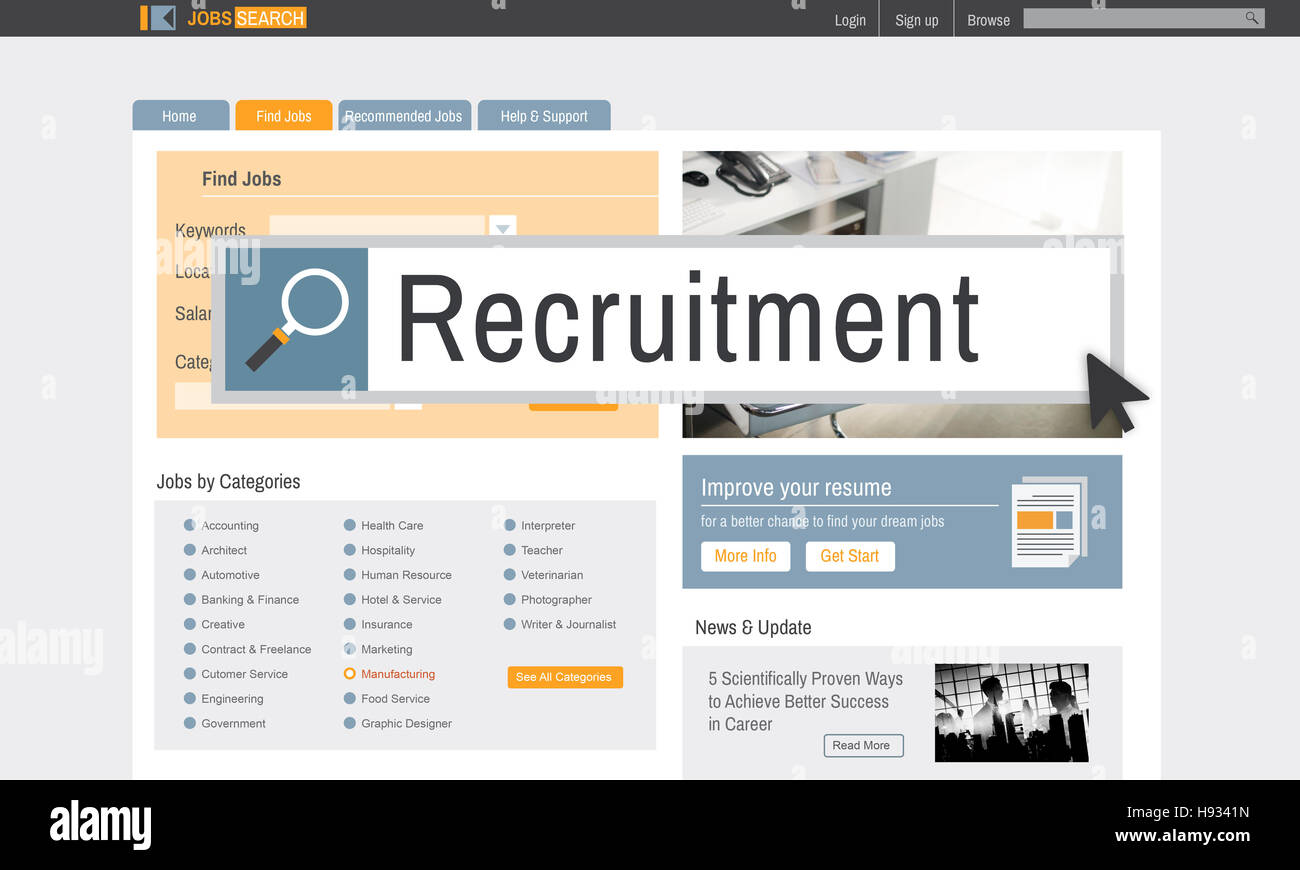 Recruitment Job Work Vacancy Search Concept Stock Photo - Alamy