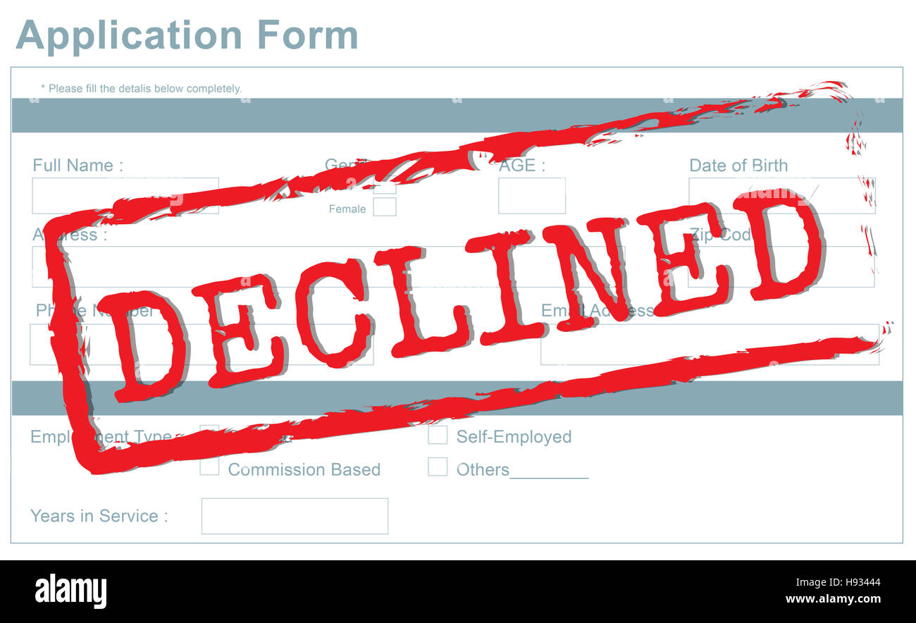 Decline Declined Reject Rejection Refusal Concept Stock Photo - Alamy