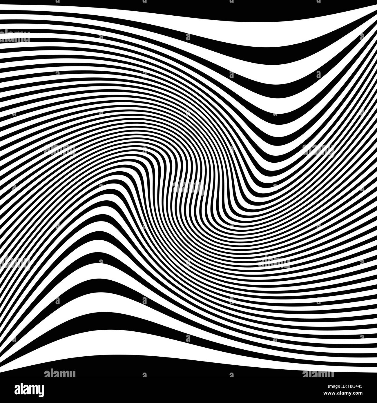 Distorted abstract monochrome pattern of asymmetric / irregular lines ...