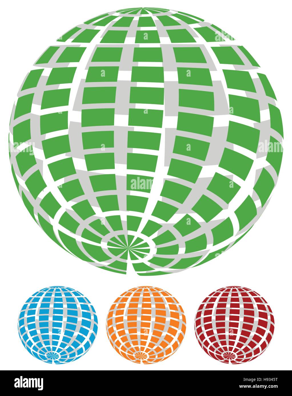 Sphere with grid of squares / Textured 3d sphere icon(s Stock Vector ...