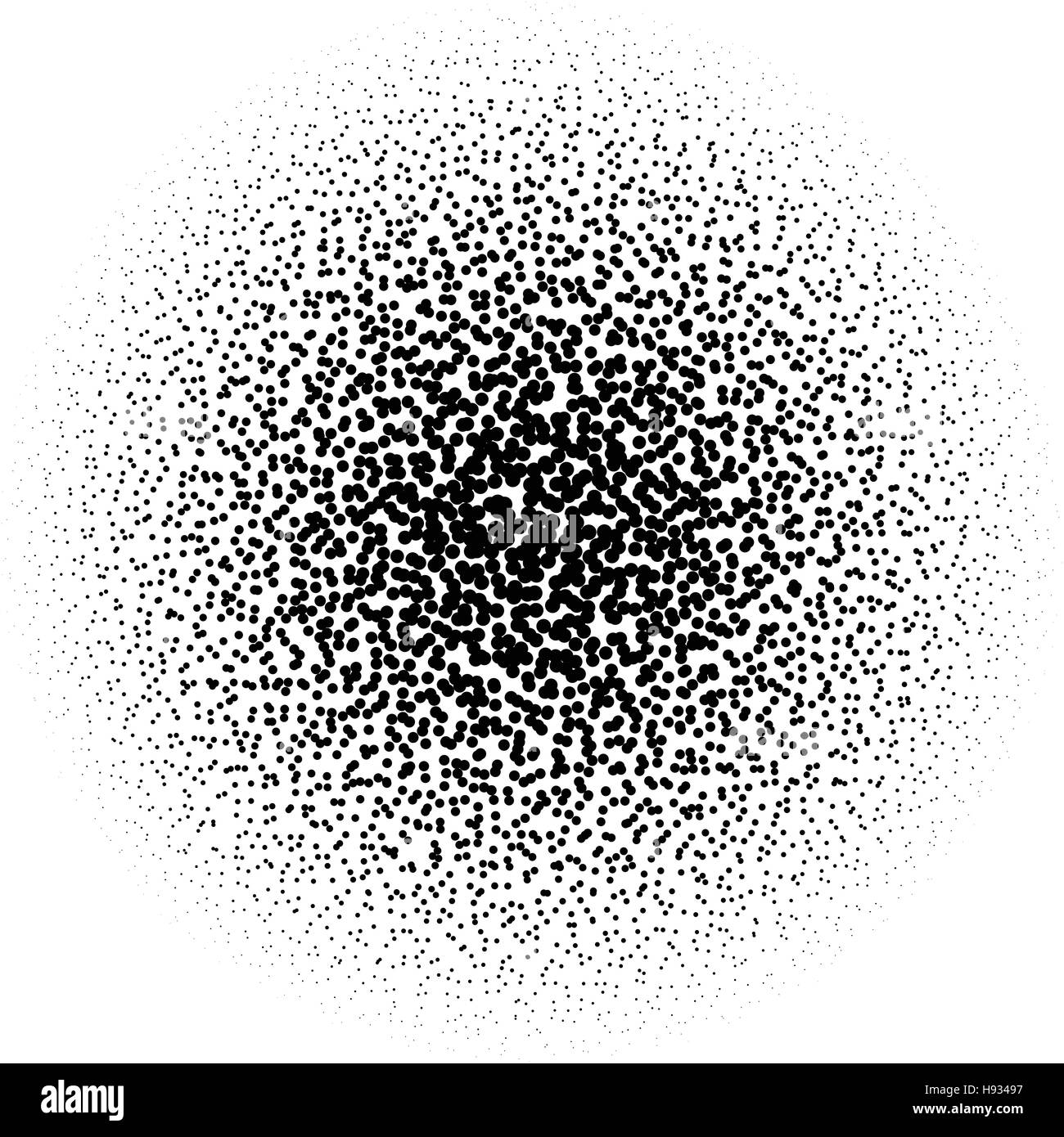 Chaotic pointillist (half-tone) circle pattern. Random dots Stock ...