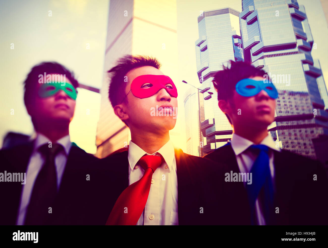Businessmen Corporate Superhero City Concept Stock Photo - Alamy