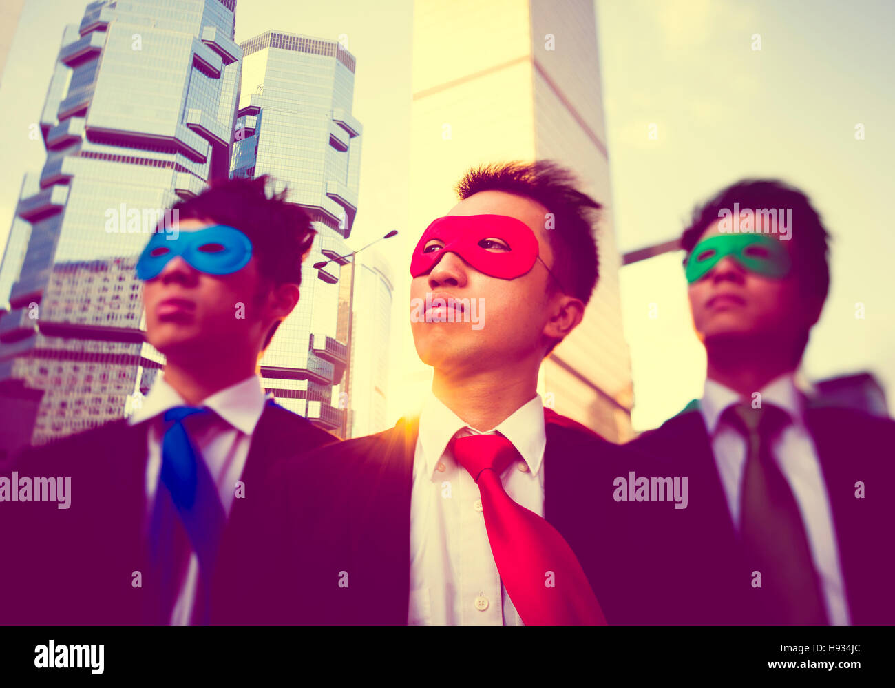 Businessmen Corporate Superhero City Concept Stock Photo - Alamy